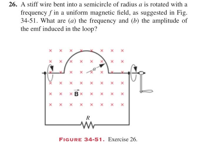 Solved 26. A stiff wire bent into a semicircle of radius a | Chegg.com