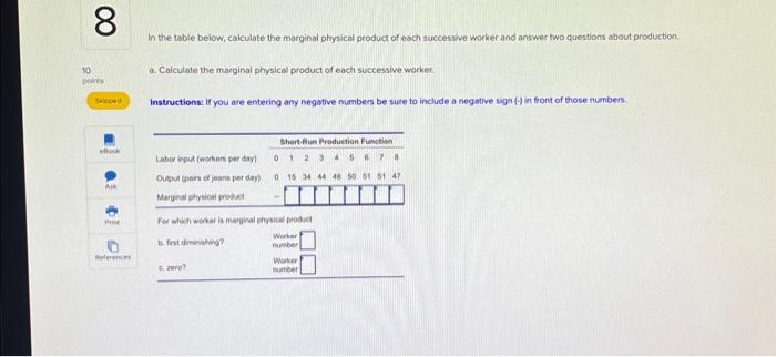 Solved In the table below, calculate the marginal physical | Chegg.com