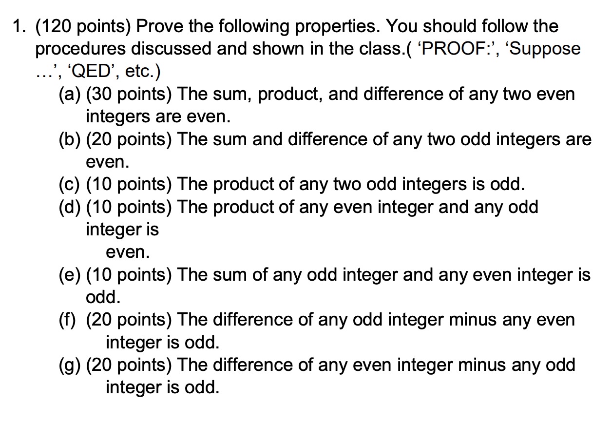 Solved (120 ﻿points) ﻿Prove the following properties. You | Chegg.com