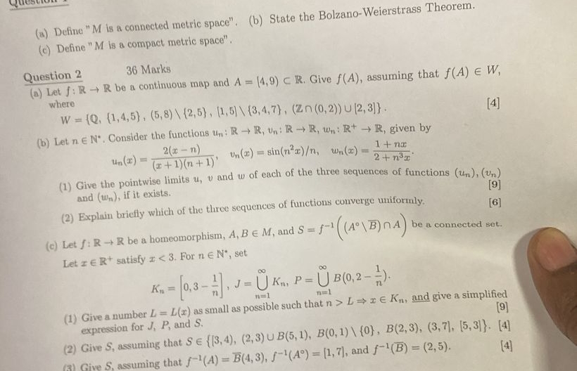 Solved (a) ﻿Definc " M ﻿is a connected metric space".(b) | Chegg.com