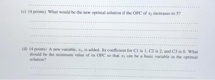 Solved Problem 4: (Sensitivity Analysis) [20 points) For the | Chegg.com