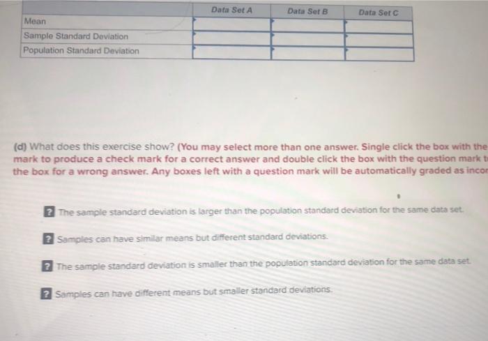 Solved For Each Data Set Answer The Following Questions Data