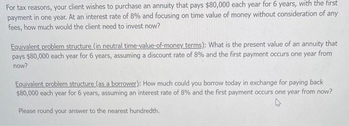 Solved For tax reasons, your client wishes to purchase an | Chegg.com