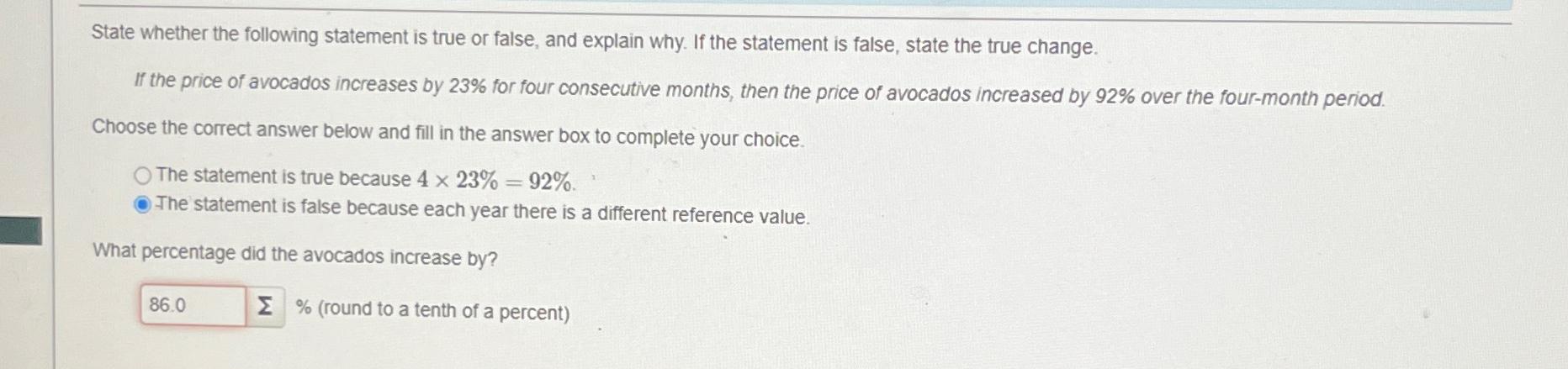 Solved State whether the following statement is true or | Chegg.com