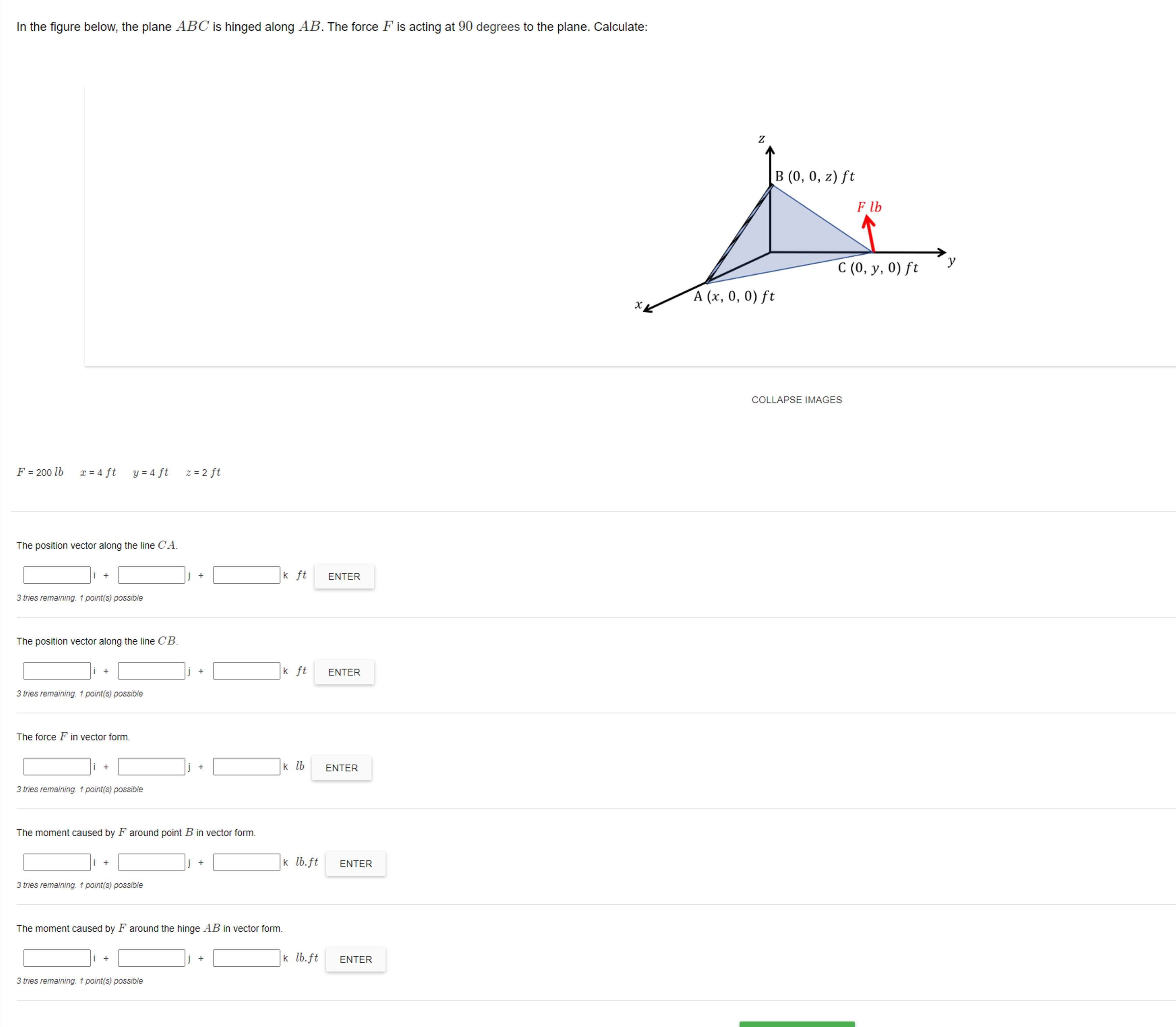 Solved In the figure below, the plane ABC is hinged along | Chegg.com