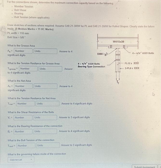 Solved For the connections shown, determine the maximum | Chegg.com