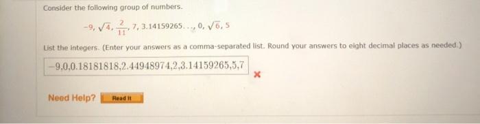 Solved Consider the following group of numbers. -9, V. | Chegg.com