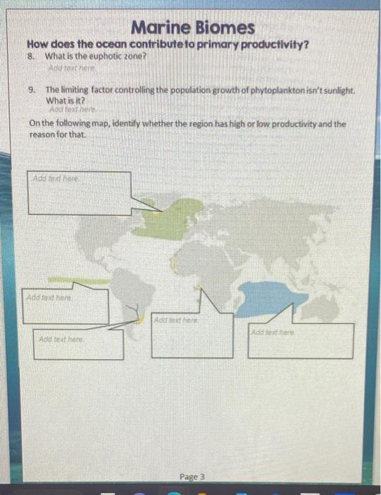 Solved Marine Biomes What are the types of aquatic biomes? | Chegg.com