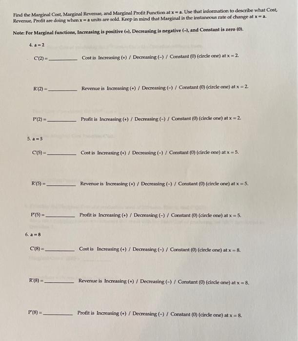 Solved Find the Marginal Cost, Marginal Revenue, and | Chegg.com