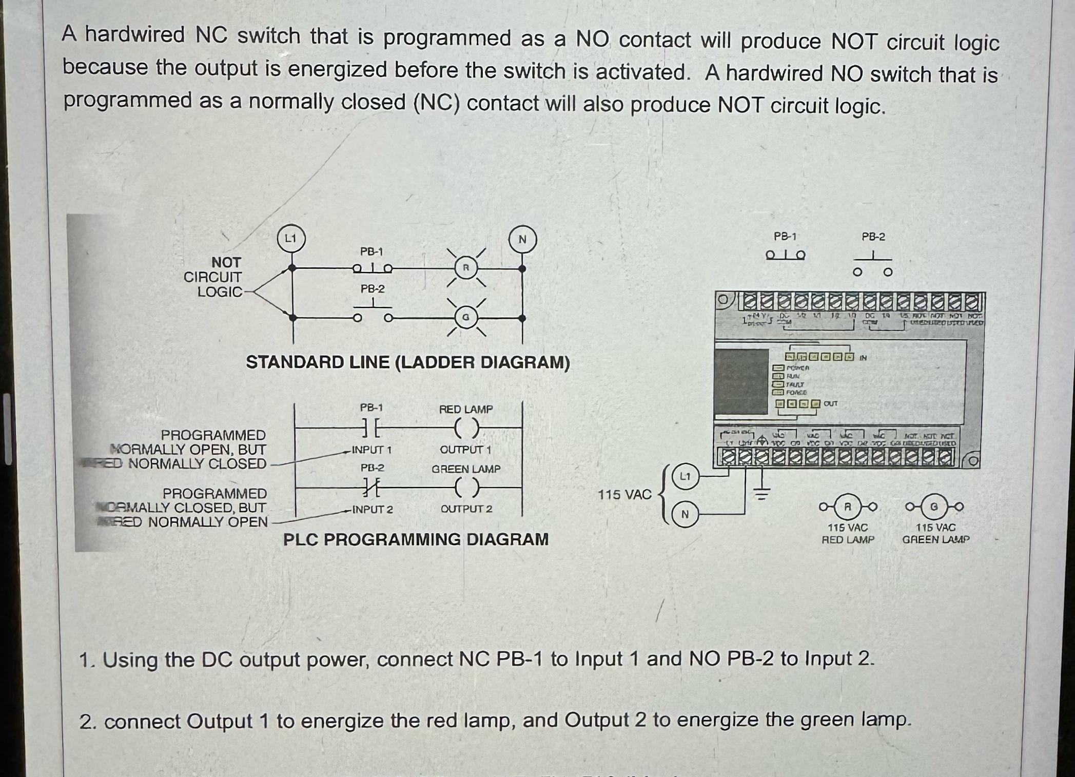 Solved A hardwired NC switch that is programmed as a NO | Chegg.com