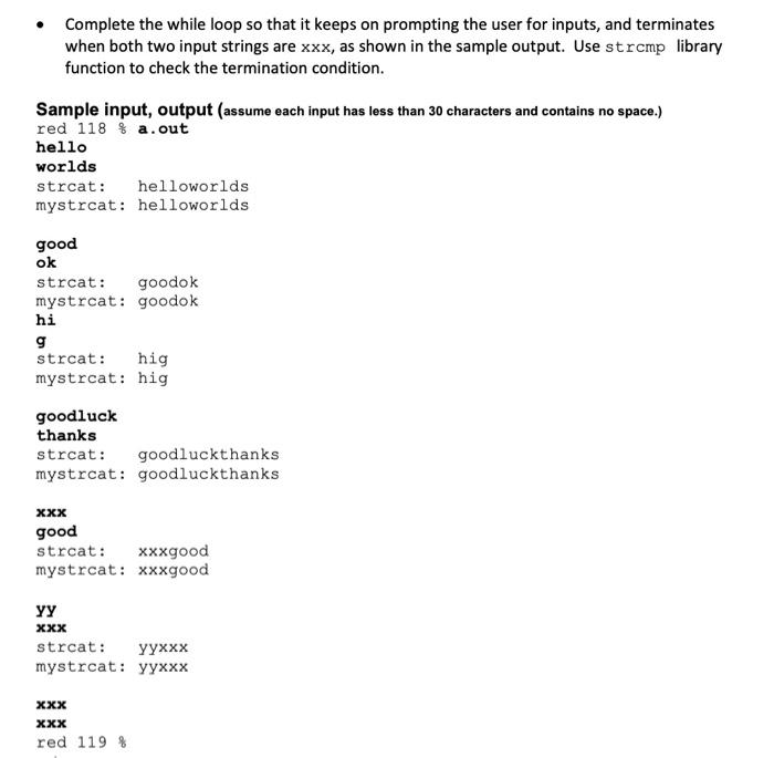 Solved Specification Implement your version of strcat, | Chegg.com