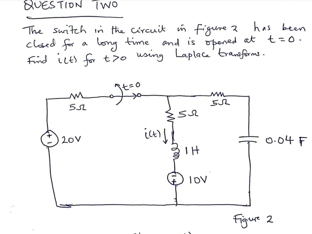 Solved by an EXPERT QUESTION TWOThe switch in the circuit in figure 2 | Chegg.com