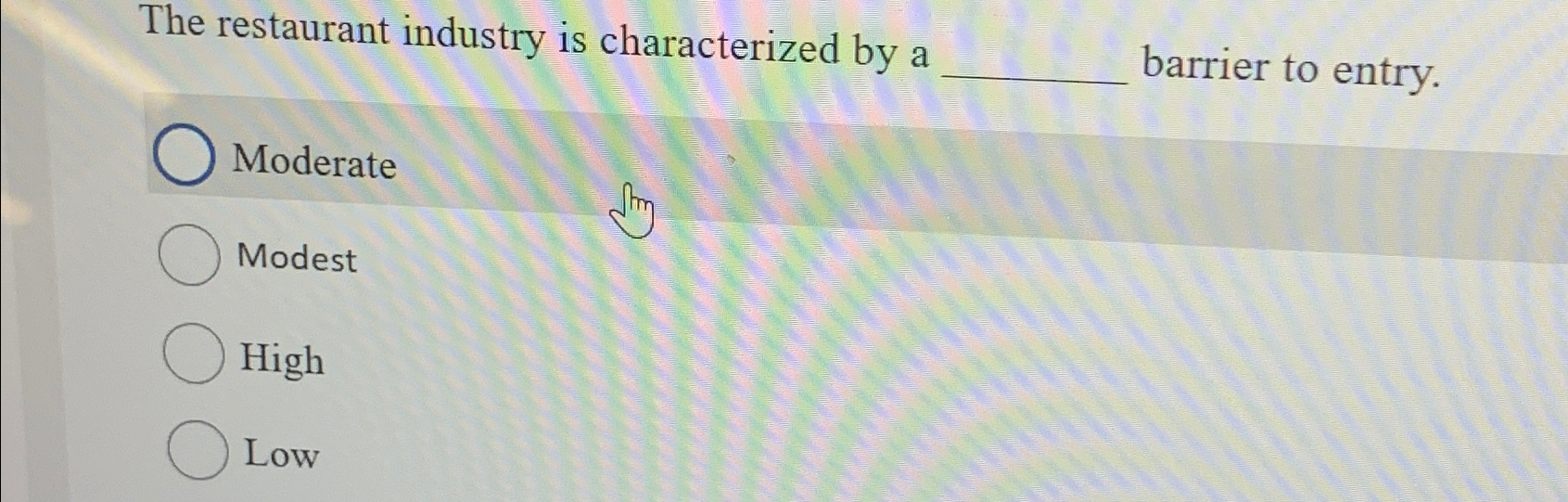 Solved The restaurant industry is characterized by a barrier | Chegg.com