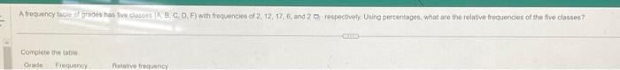 Solved Complete the tabie. Grade Eroquency Complete the | Chegg.com Solved Complete the tabie. Grade Eroquency Complete the | Chegg.com