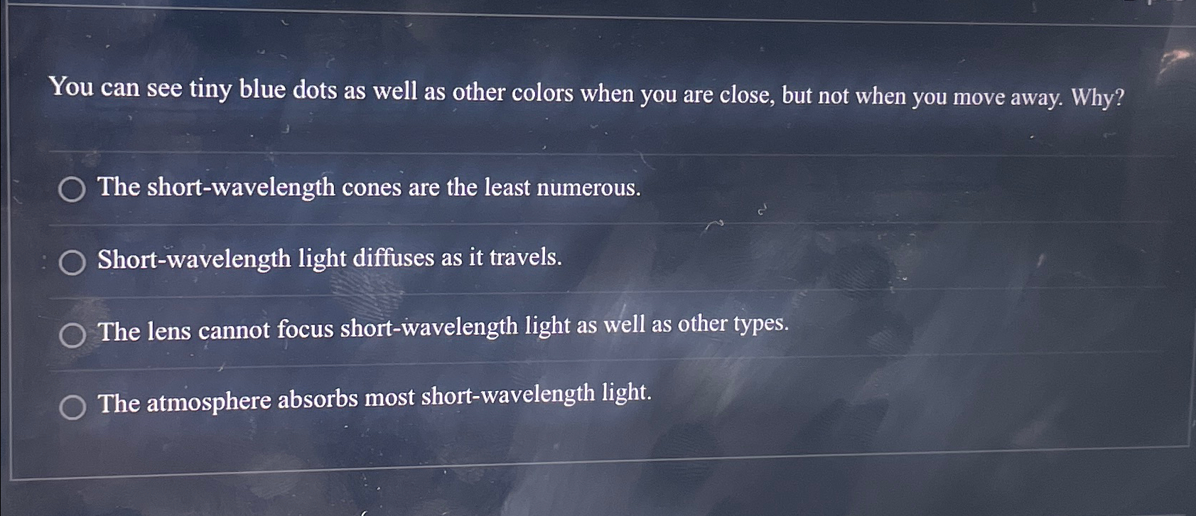 Solved You can see tiny blue dots as well as other colors | Chegg.com