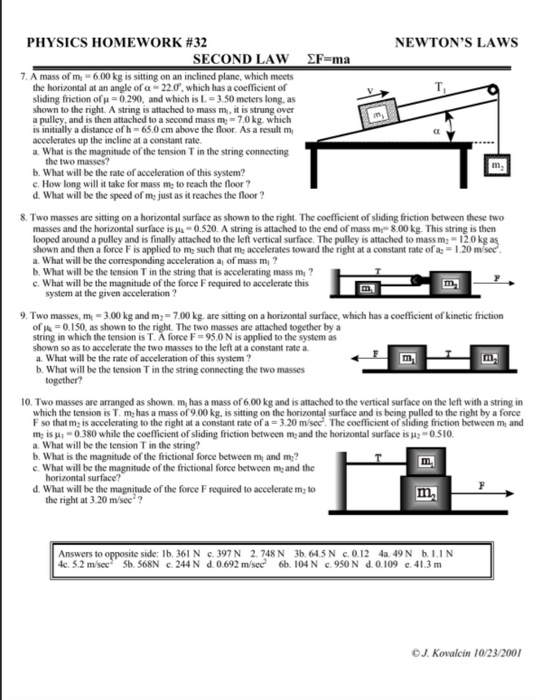 Solved NEWTON'S LAWS PHYSICS HOMEWORK #32 SECOND LAW ΣF=ma | Chegg.com