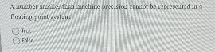 Solved A number smaller than machine precision cannot be | Chegg.com