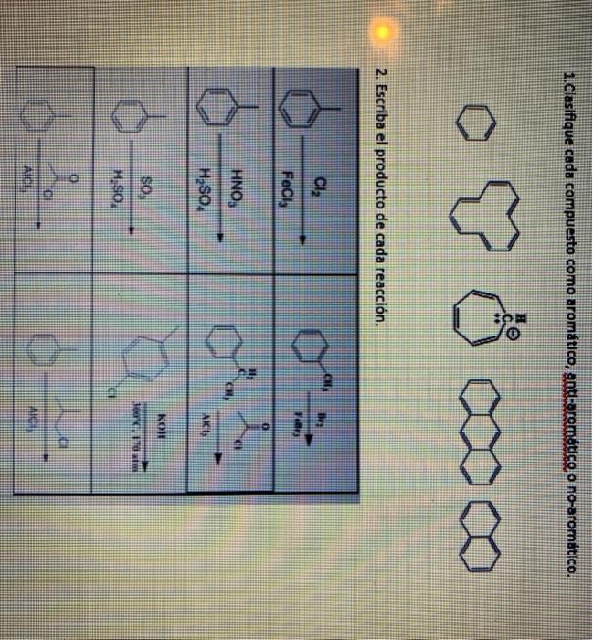 Solved 1. Clasifique cada compuesto como aromático, | Chegg.com