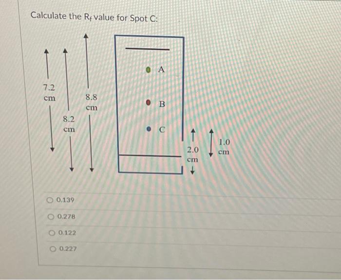 calculate the Rf value for spot C: | Chegg.com