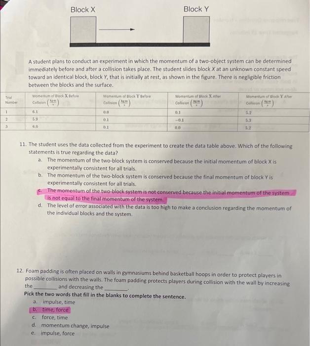 Solved Block X Block Y A student plans to conduct an | Chegg.com