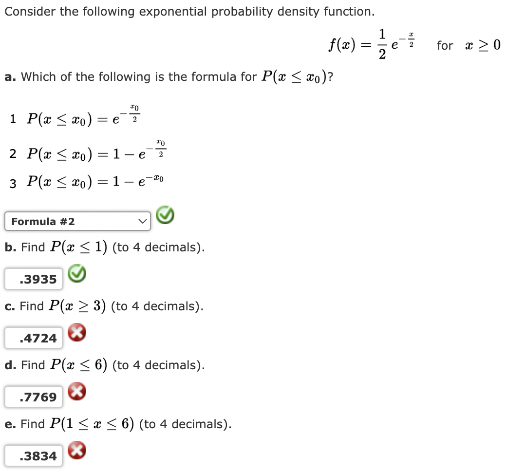 Solved Consider the following exponential probability | Chegg.com