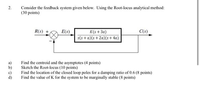 Solved 2. Consider the feedback system given below. Using | Chegg.com