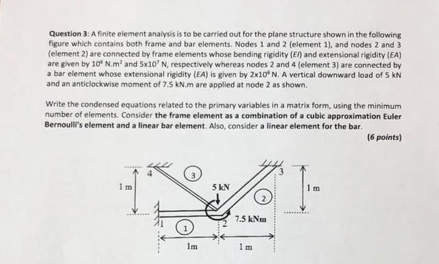 Solved Question 3: A finite element analysis is to be | Chegg.com