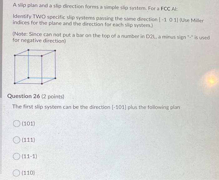 Solved A slip plan and a slip direction forms a simple slip | Chegg.com