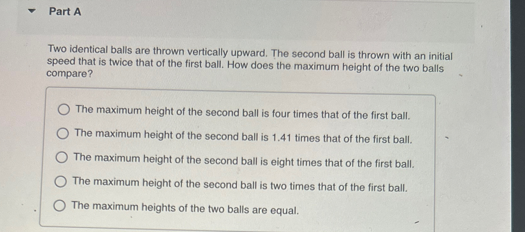 Solved Part ATwo identical balls are thrown vertically | Chegg.com