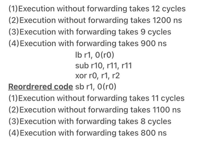 Solved How much time the following code sequence takes when | Chegg.com