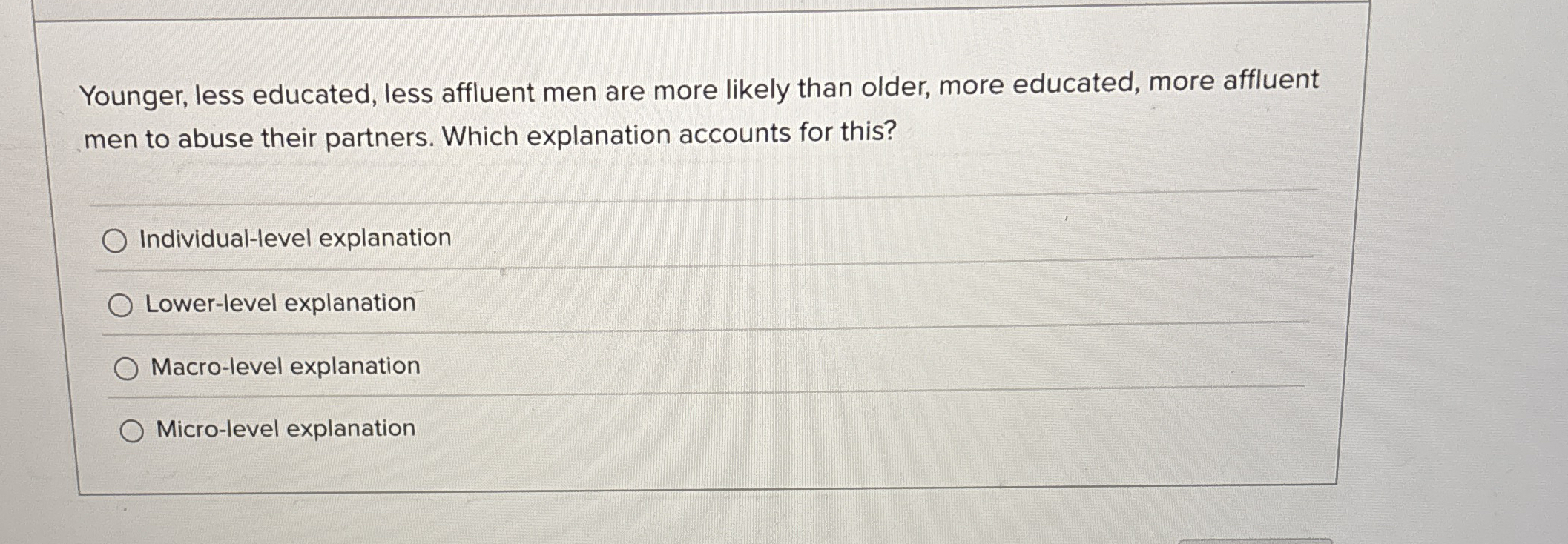 Solved Younger, less educated, less affluent men are more | Chegg.com