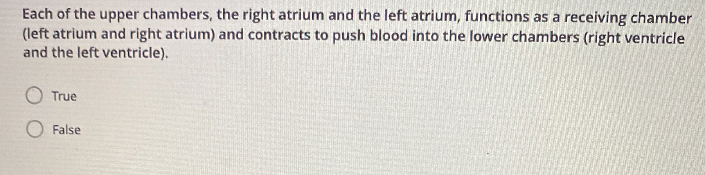 Solved Each of the upper chambers, the right atrium and the | Chegg.com