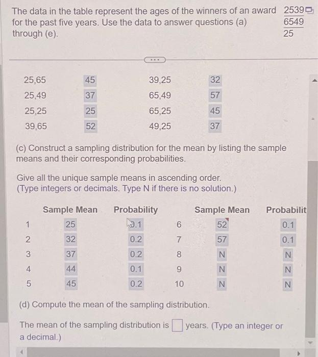Solved The data in the table represent the ages of the | Chegg.com