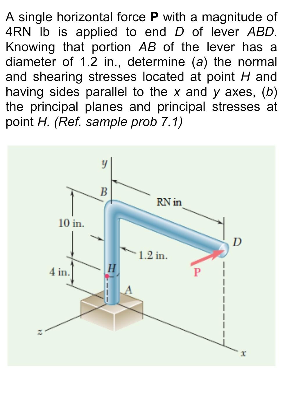 Solved A single horizontal force P with a magnitude of 4RN | Chegg.com
