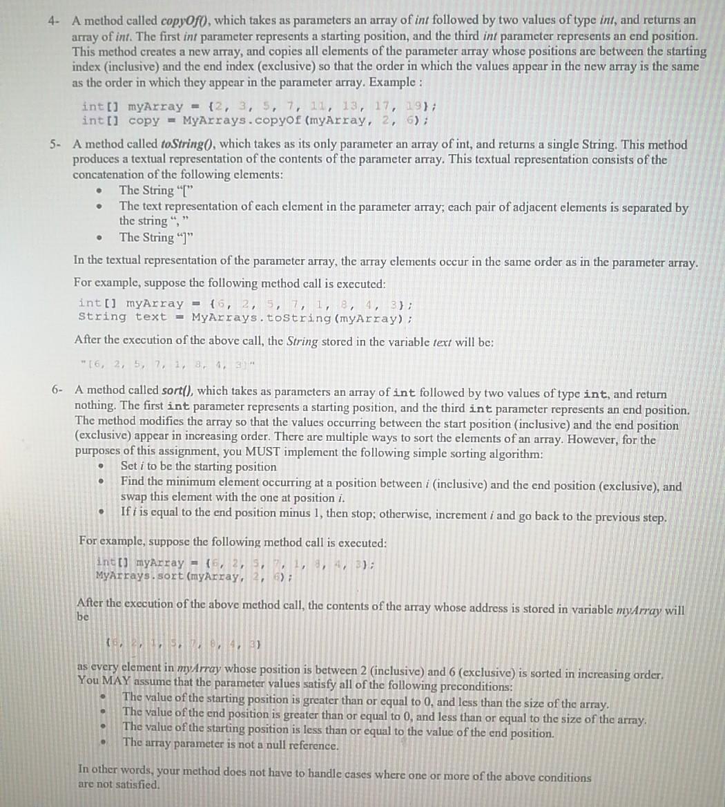 Solved Exercise 4 Reimplementing The Arrays Class The 