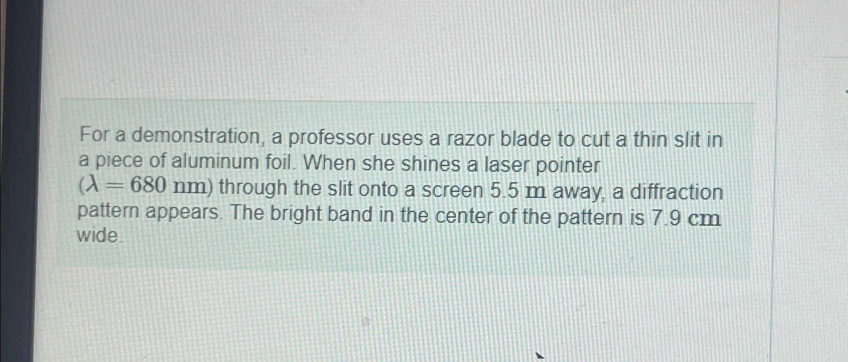 Solved For a demonstration, a professor uses a razor blade | Chegg.com