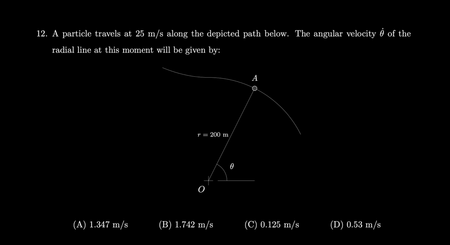 Solved A particle travels at 25ms ﻿along the depicted path | Chegg.com