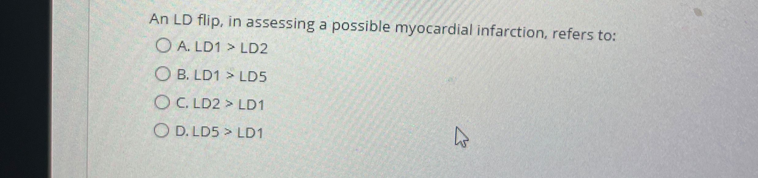 Solved An LD flip, in assessing a possible myocardial | Chegg.com