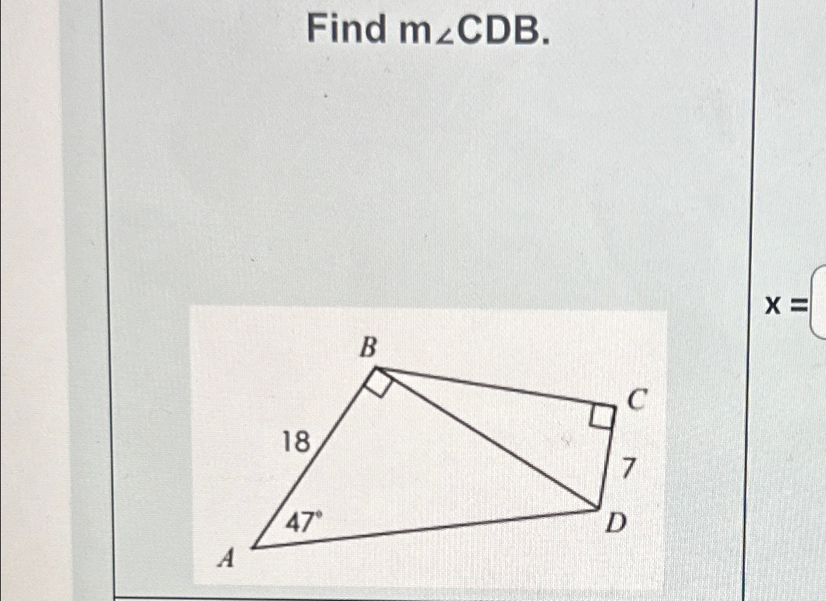 Solved Find m?CDB.x= | Chegg.com