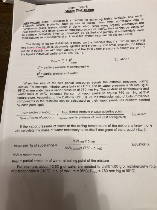 Solved Pre-lab Questions: con 1. If a mixture of toluene and | Chegg.com