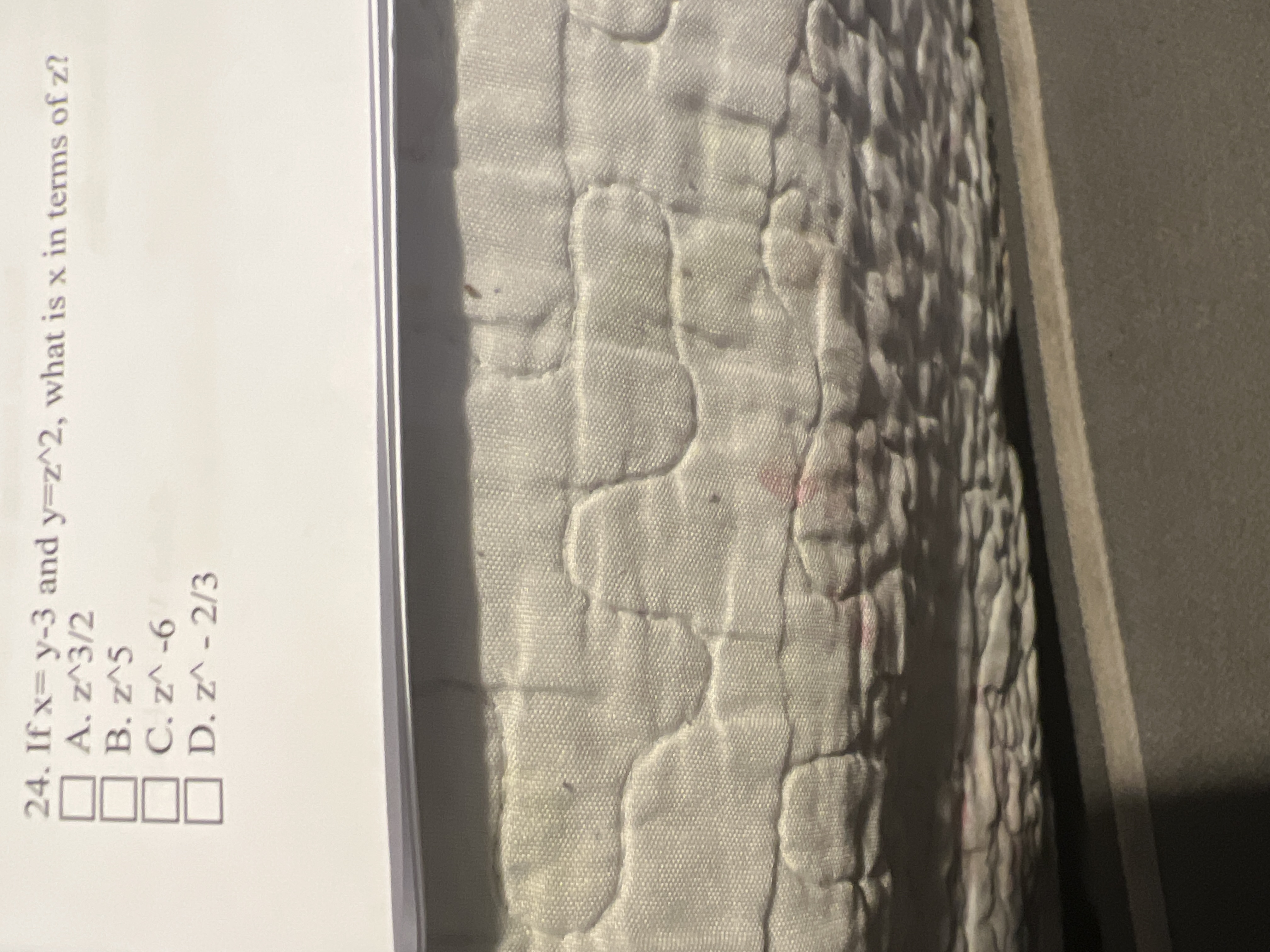 Solved If x=y-3 ﻿and y=z2, ﻿what is x ﻿in terms of | Chegg.com