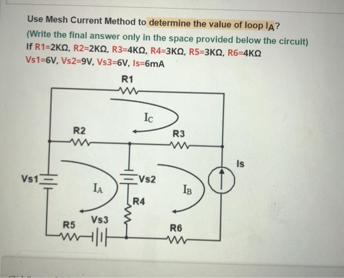 Solved Use Mesh Current Method to determine the value of | Chegg.com