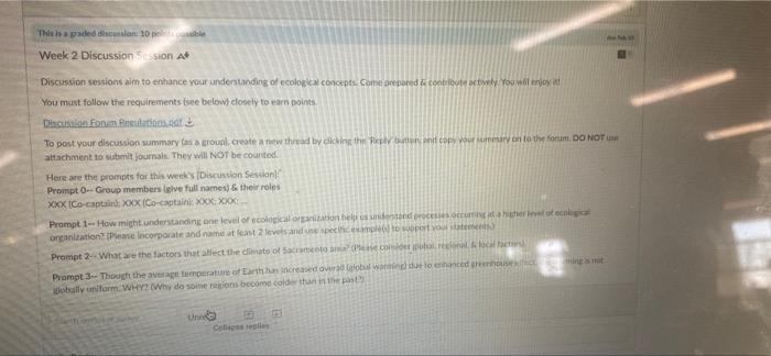 This is a praded disclon: 10p Week 2 Discussion | Chegg.com