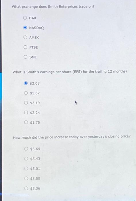 Solved Smith Enterprises recently was profiled on a | Chegg.com