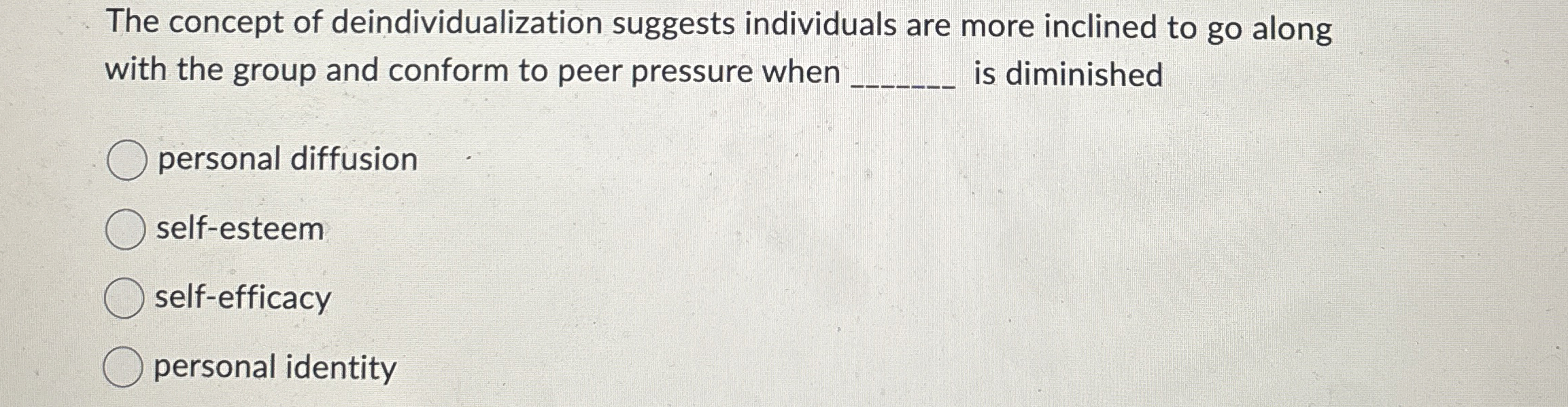 Solved The concept of deindividualization suggests | Chegg.com