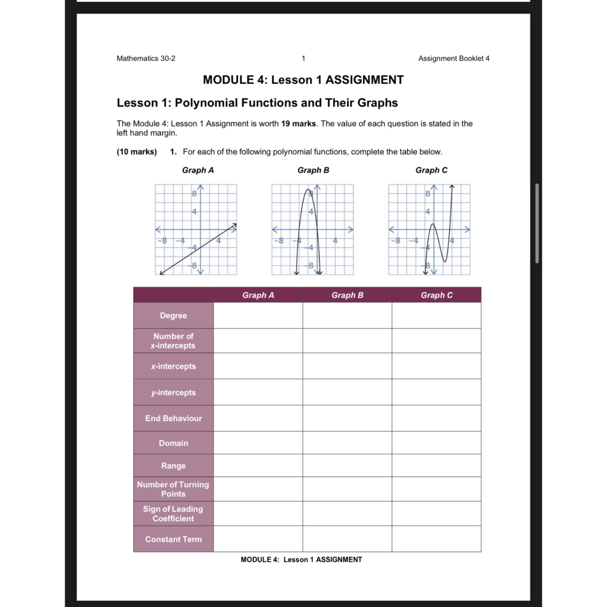 Solved Mathematics 30-2\\n1\\nAssignment Booklet 4\\nMODULE | Chegg.com Solved Mathematics 30-2\\n1\\nAssignment Booklet 4\\nMODULE | Chegg.com