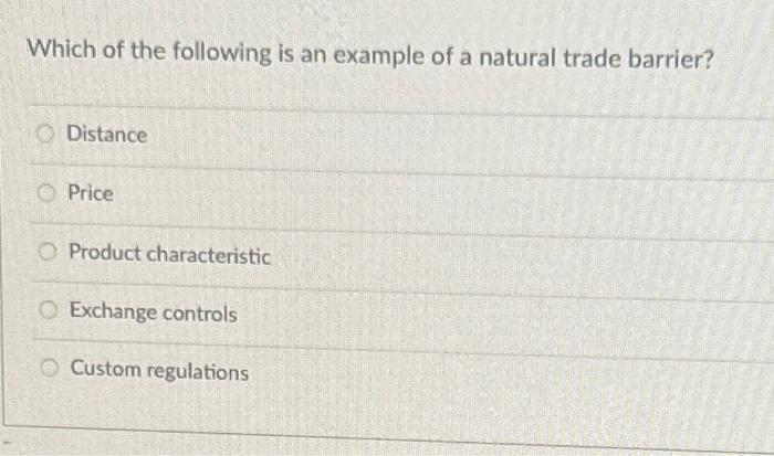 Solved Which of the following is an example of a natural | Chegg.com