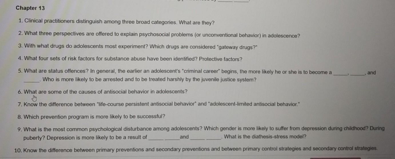 Solved Chapter 13Clinical practitioners distinguish among | Chegg.com