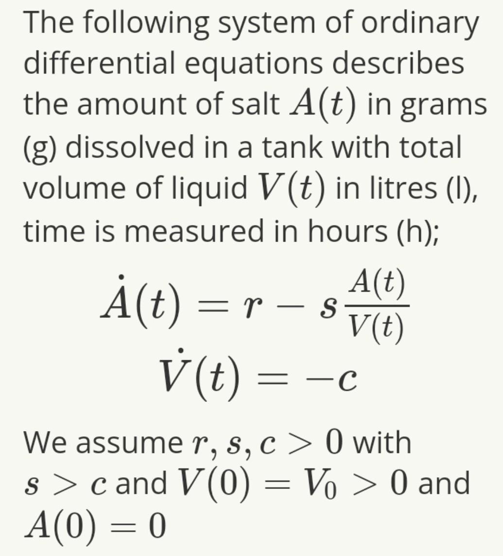 Solved The following system of ordinary differential | Chegg.com