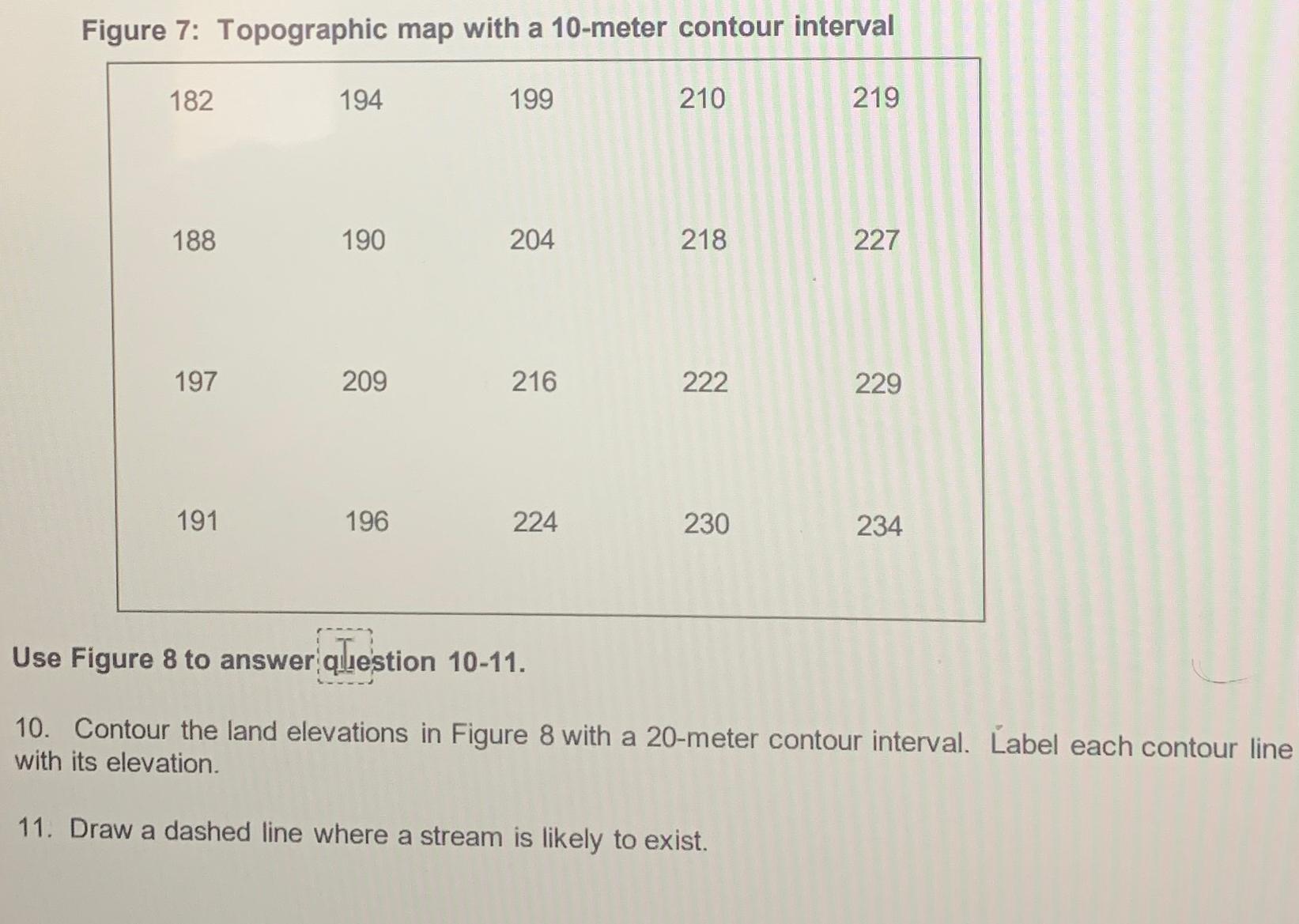 Solved Figure 7: Topographic map with a 10-meter contour | Chegg.com